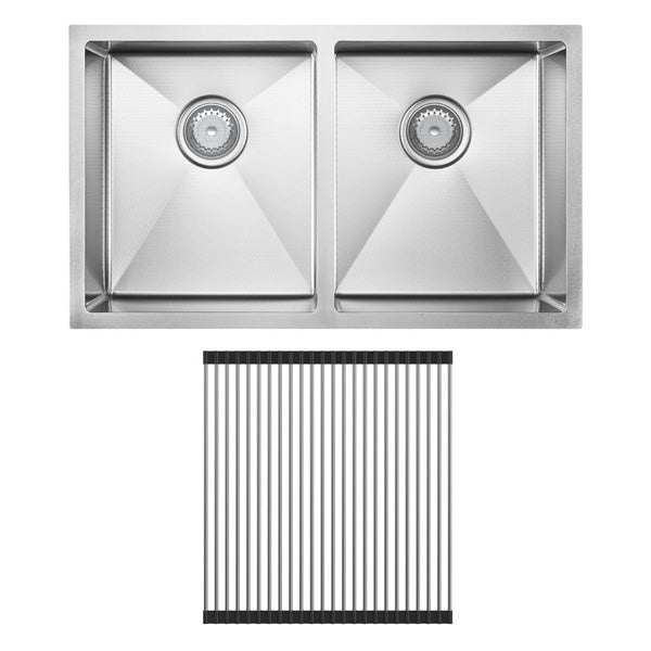 Hana Anti-Scratch 27L/27L Double Kitchen Sink Kit, Stainless Steel ...